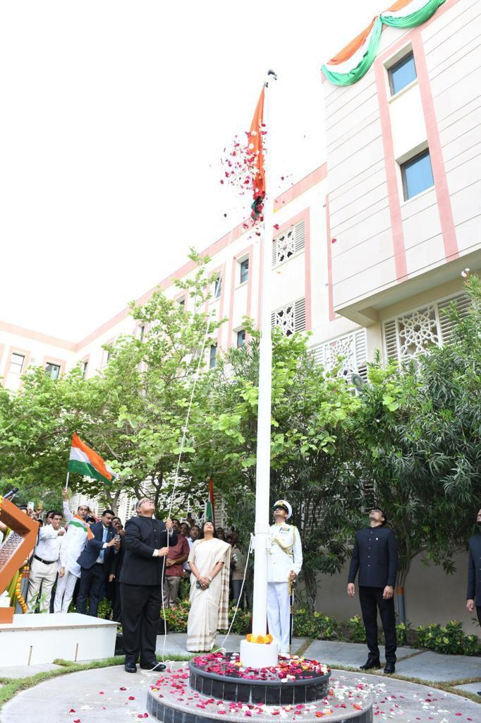 Indian Flag hoisted in Bahrain, at the Embassy of India. - The WFY